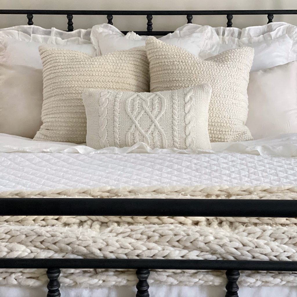 Layering White Bedding in Winter - Cali Girl In A Southern World